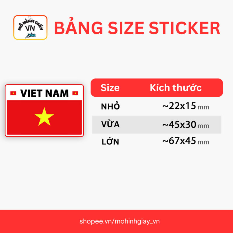 Combo Miếng Dán Sticker Cờ Việt Nam (Mẫu 1) - Sticker Cờ Việt Nam